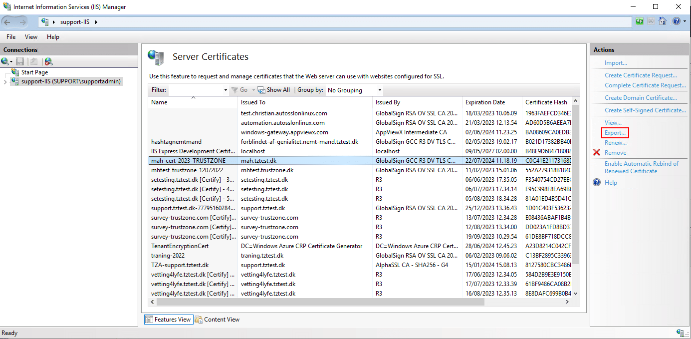 How To Generate A Pfx File On A Microsoft Iis 10 Web Server Trustzone